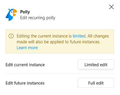 Editing a Polly in MS Teams