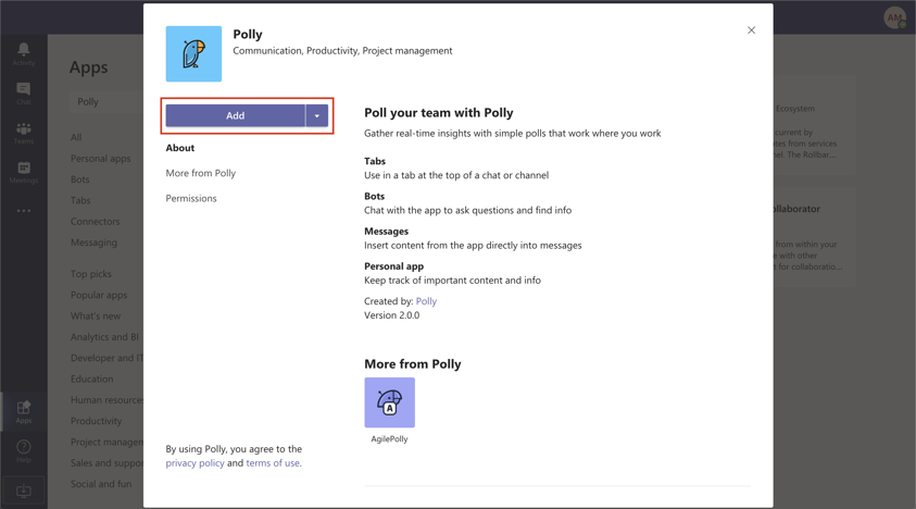 Installing Polly in Teams