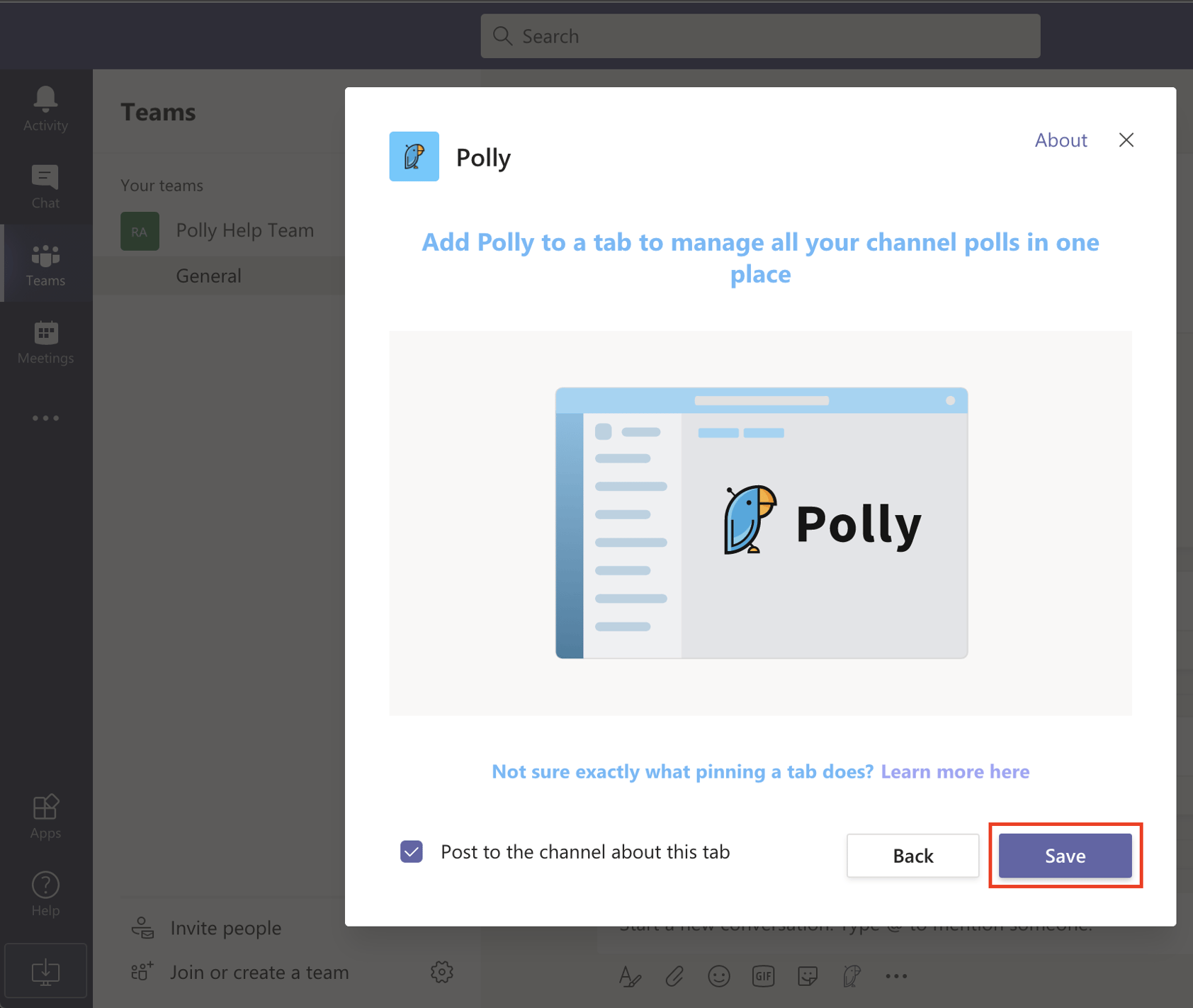 Installing Polly in Teams