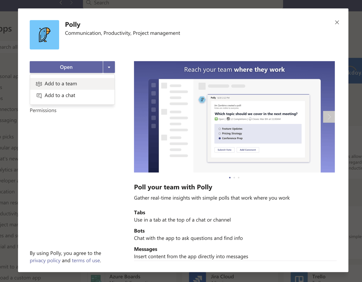 Installing Polly in Teams