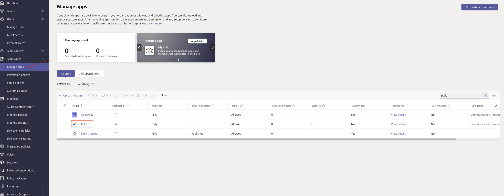Installing Polly in Teams