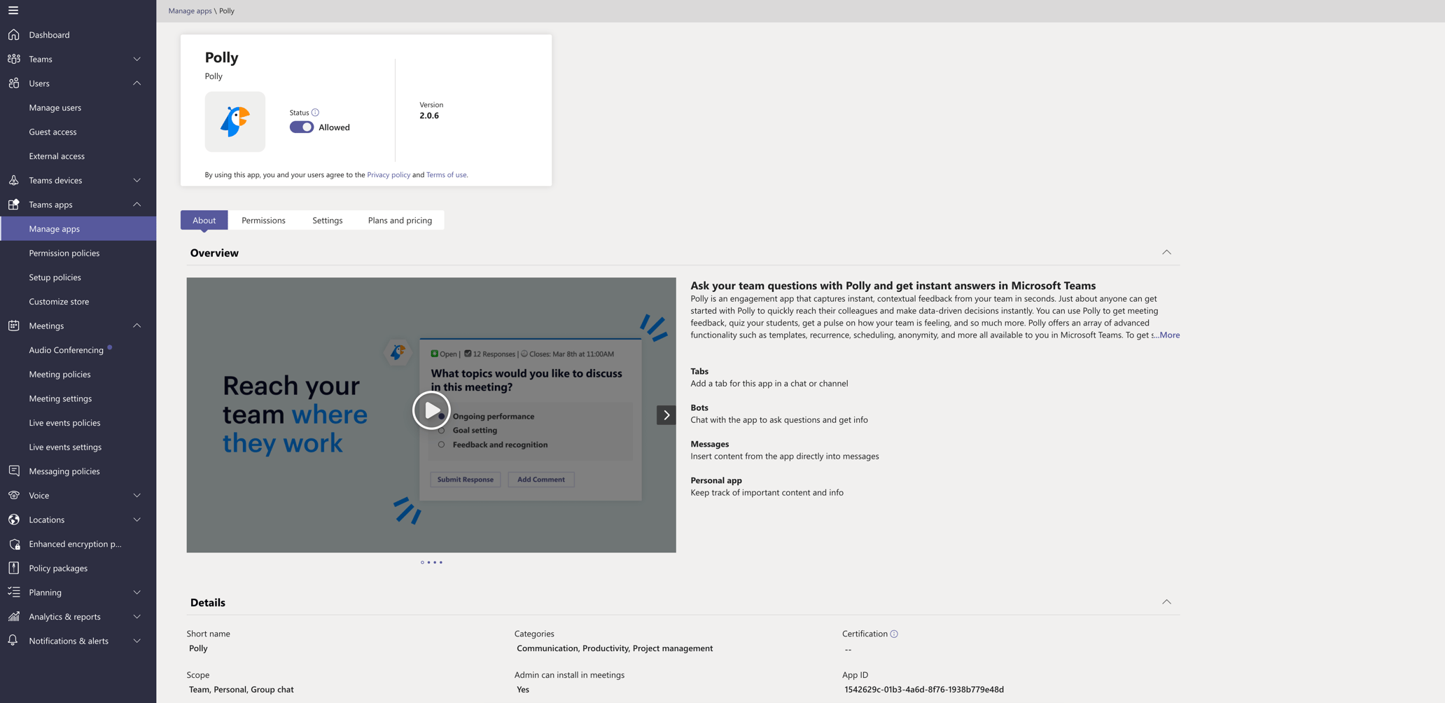 Installing Polly in Teams