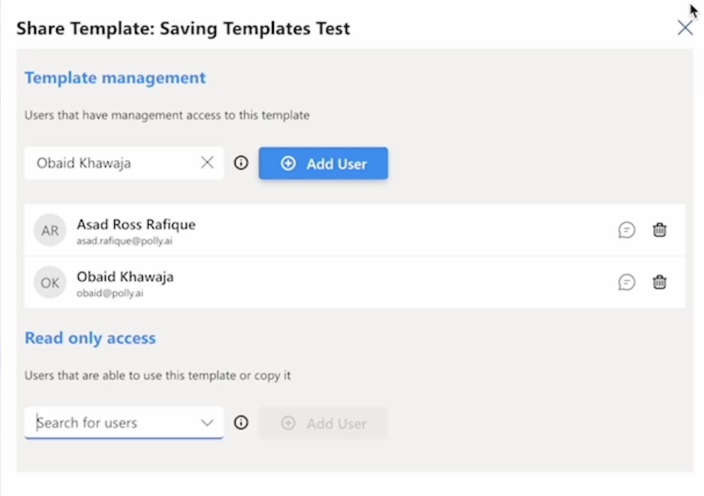 Using, Saving and Deleting Templates
