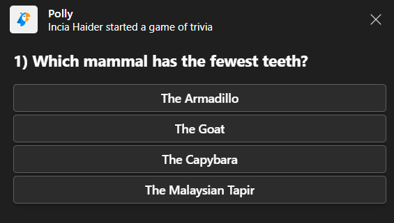 Trivia in Teams Meetings