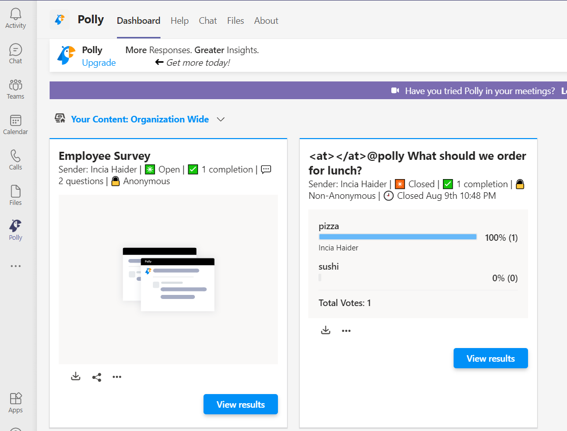 Viewing all Polly Results